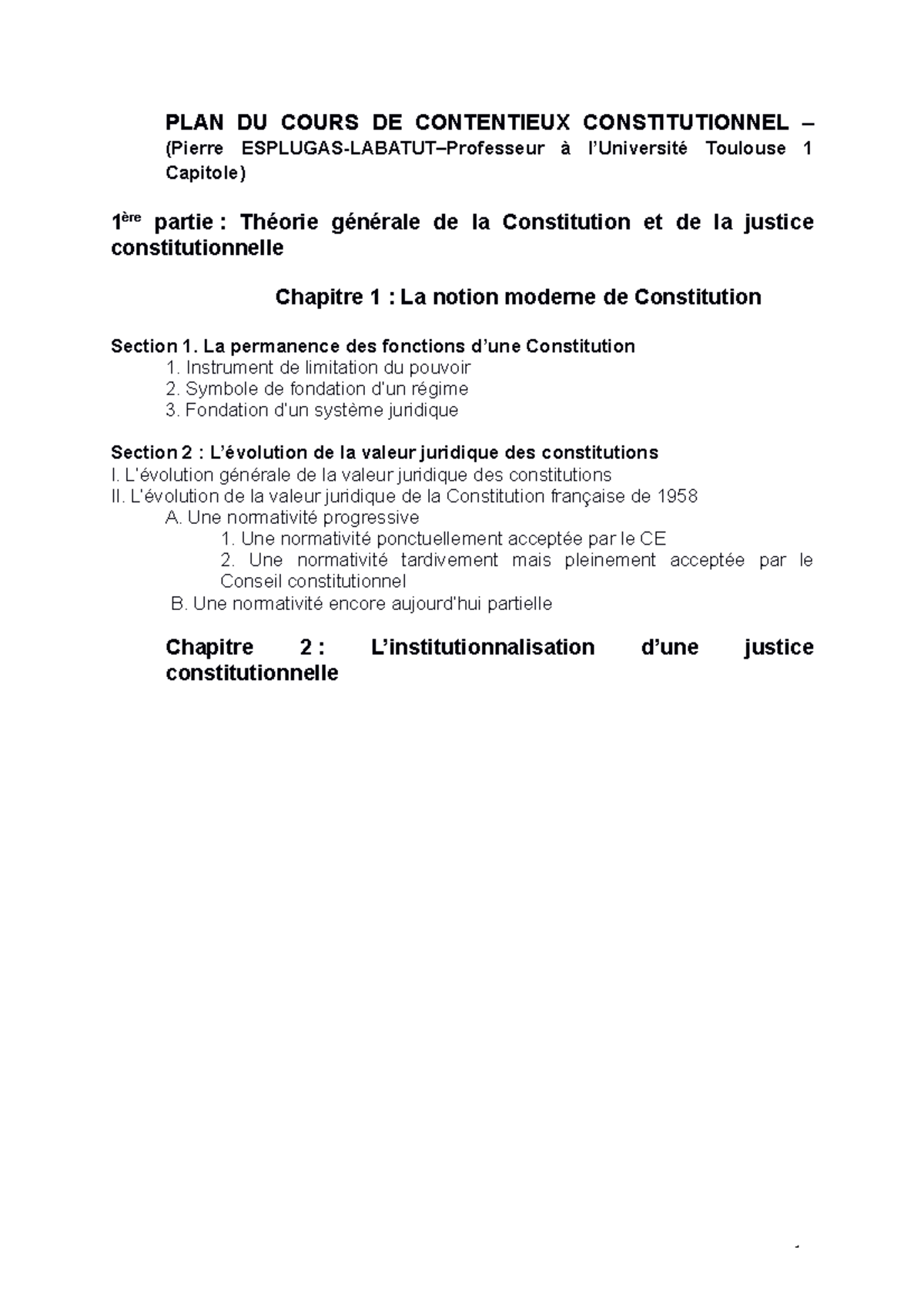 Plan contentieux const - PLAN DU COURS DE CONTENTIEUX CONSTITUTIONNEL ...