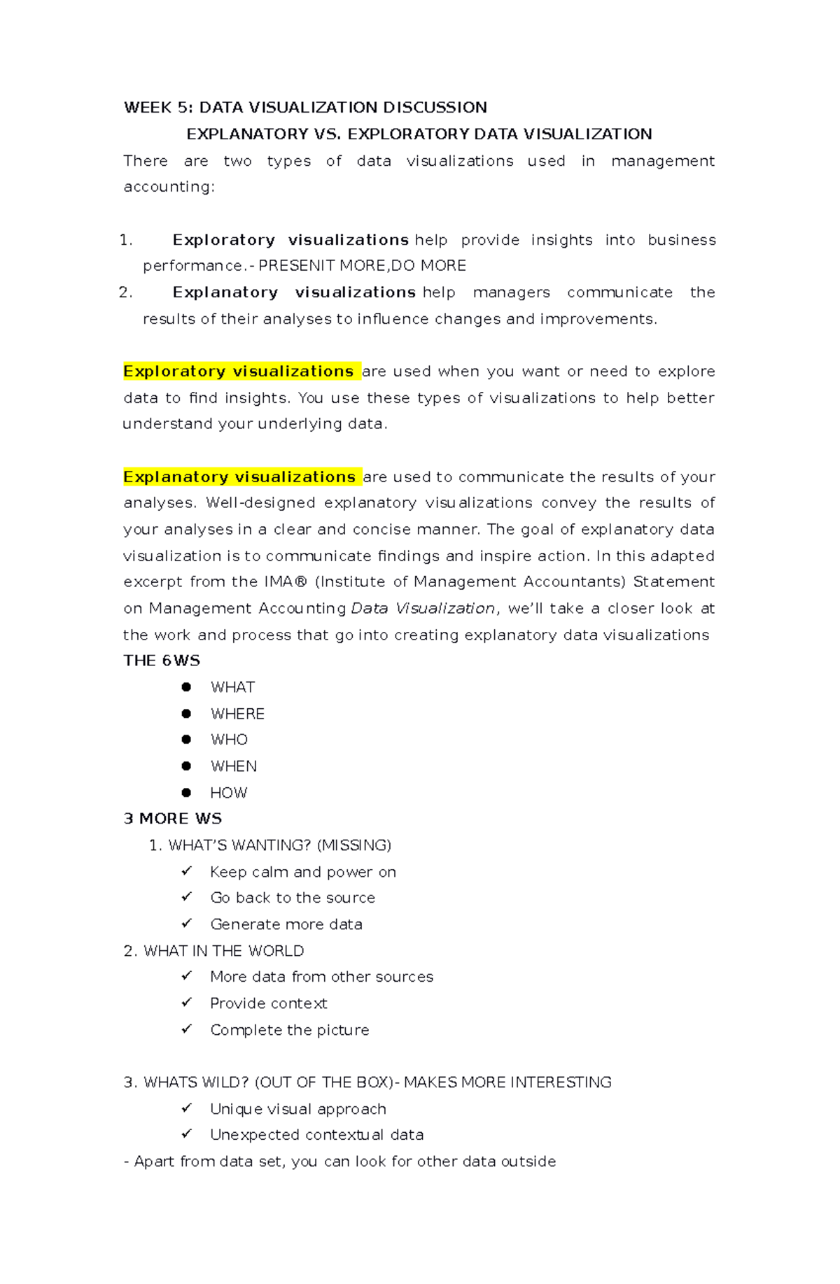 WEEK 5 - Lecture notes - WEEK 5: DATA VISUALIZATION DISCUSSION ...
