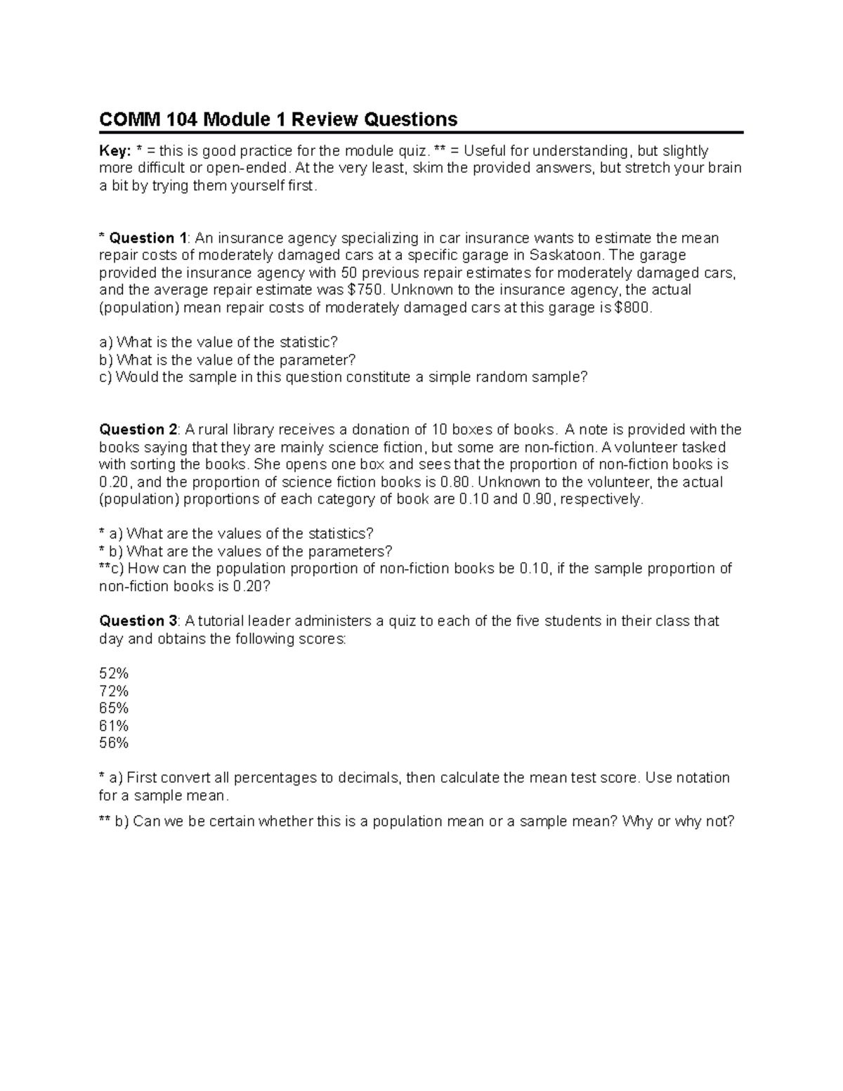 Module 1 Review Questions-1 - Comm 104.3 - U of S - Studocu