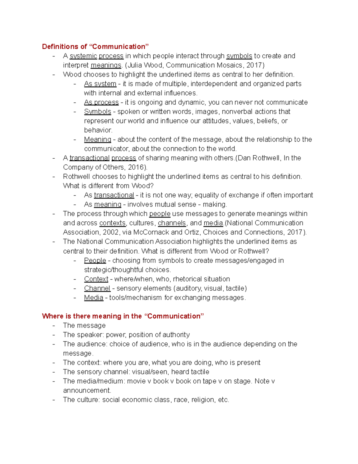 Definitions of Communication - Definitions of