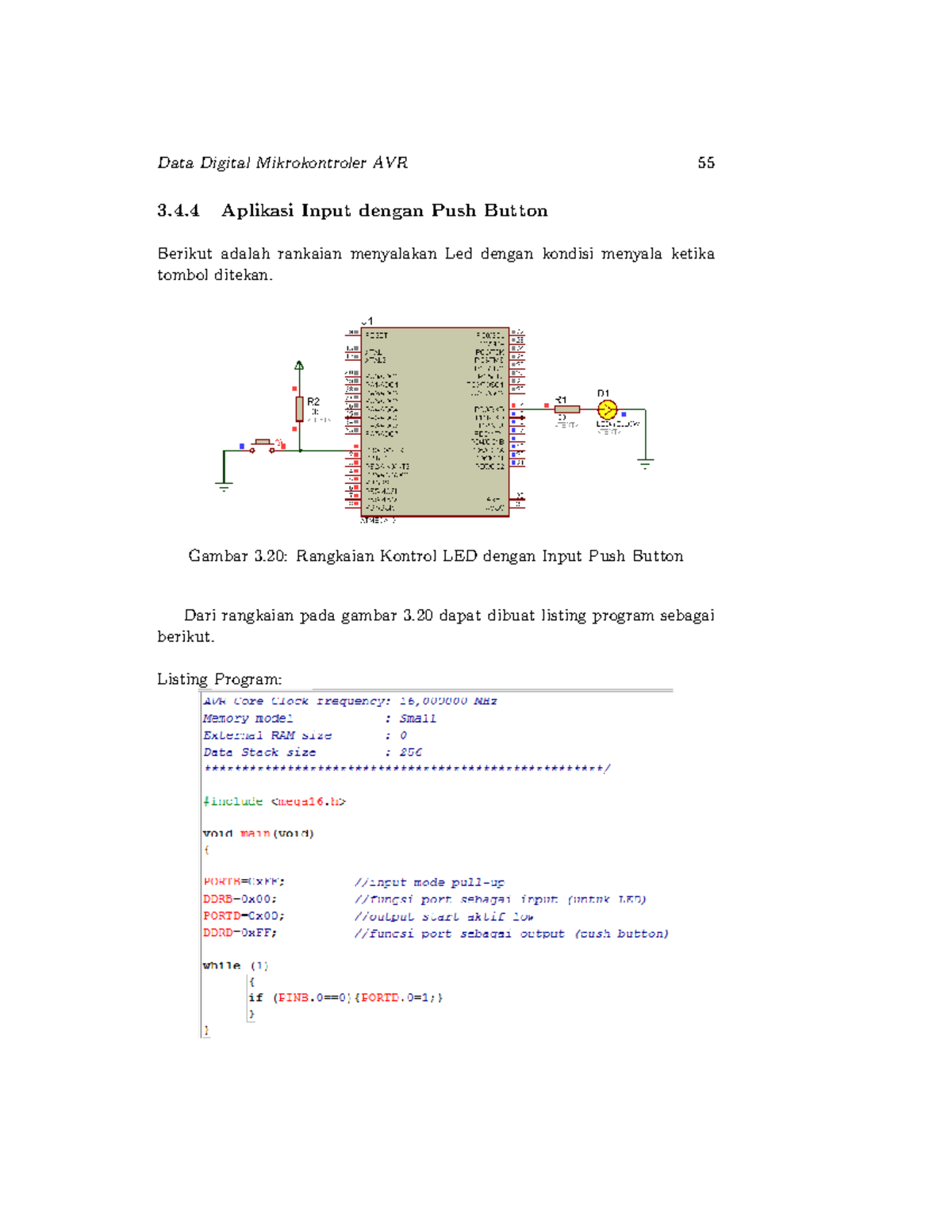 Bahasa Assembly ( Tingkat Sedang ) - Data Digital Mikrokontroler AVR 55 3.4 Aplikasi Input ...