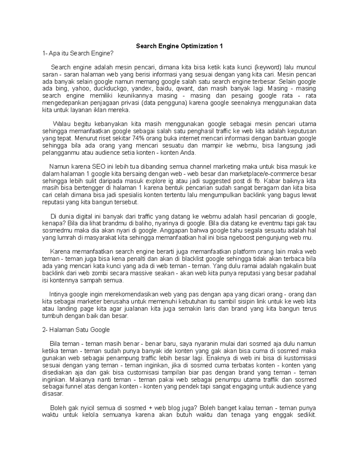 10 - Search Engine Optimization 1 - Search Engine Optimization 1 1- Apa itu Search Engine ...