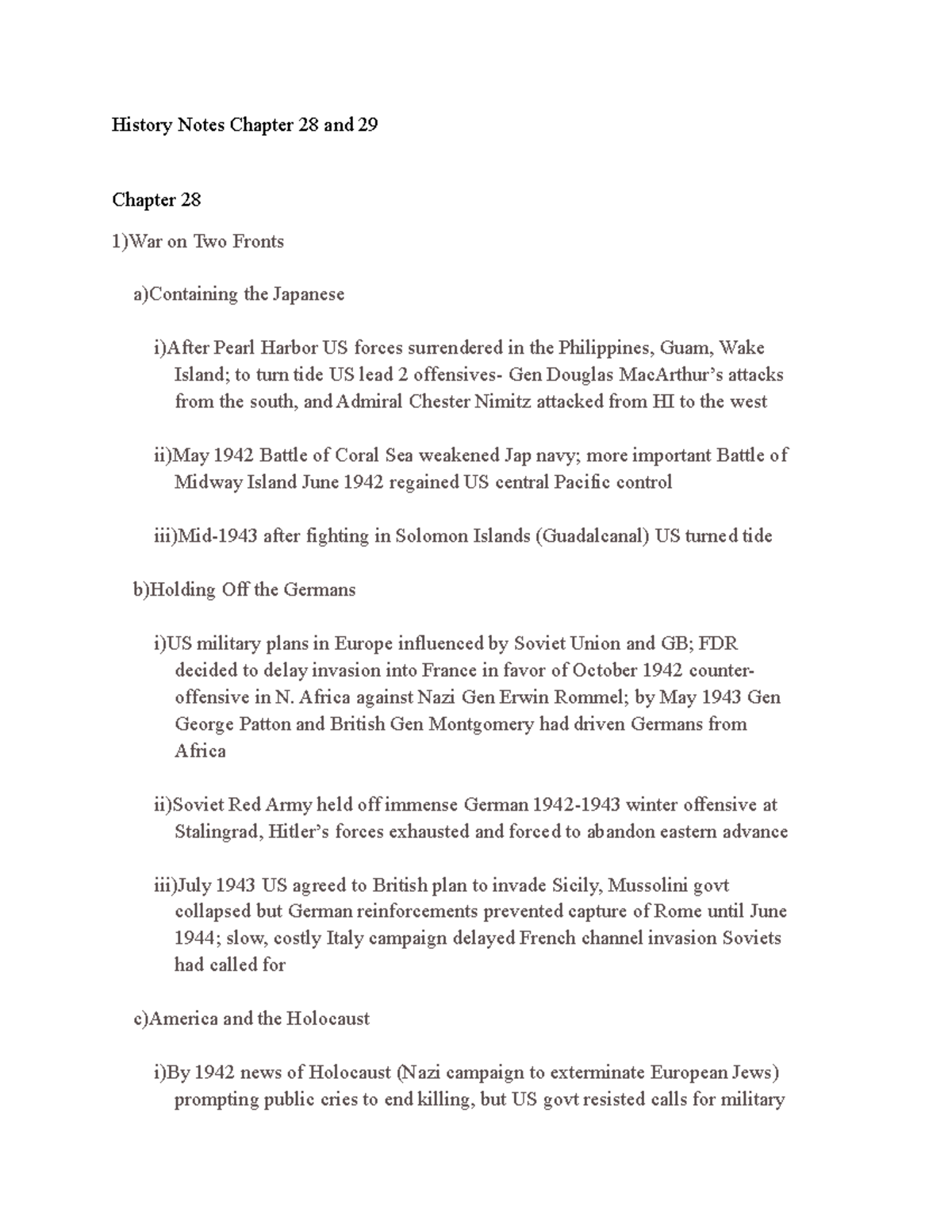 History Notes Chapter 28 and 29 - History Notes Chapter 28 and 29 ...