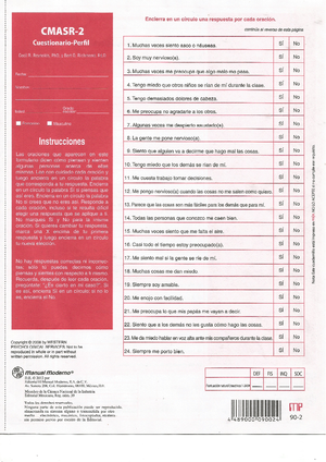 Protocolo PLI - pruebas de evaluacion psicologica - Pruebas De Evaluación Psicológicas I - Studocu