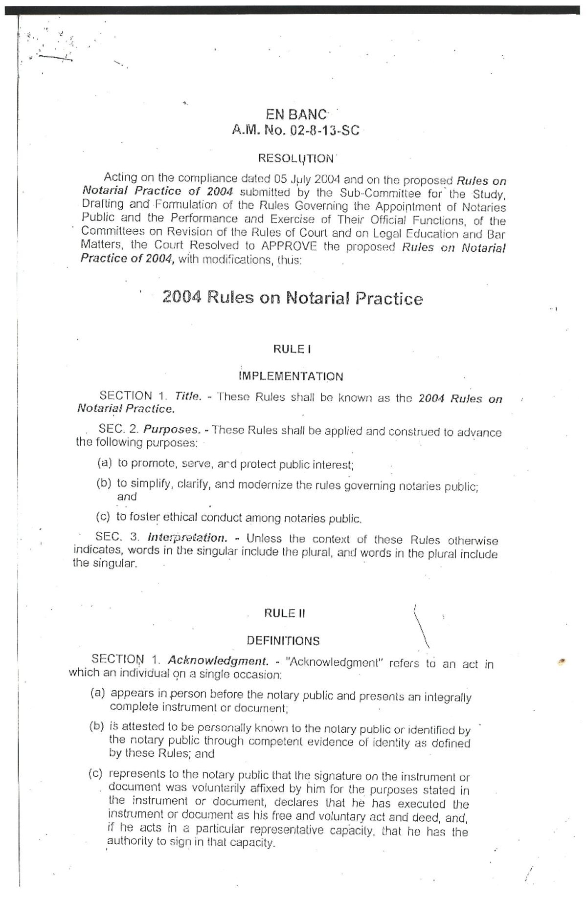 2004 Rules on Notarial Practice - Legal Forms - Studocu