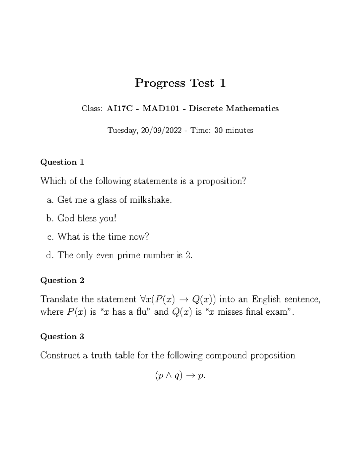 AI17C Progress Test 1 - hukukkkkkkkkkkkkkkkkkkk - Progress Test 1 Class ...
