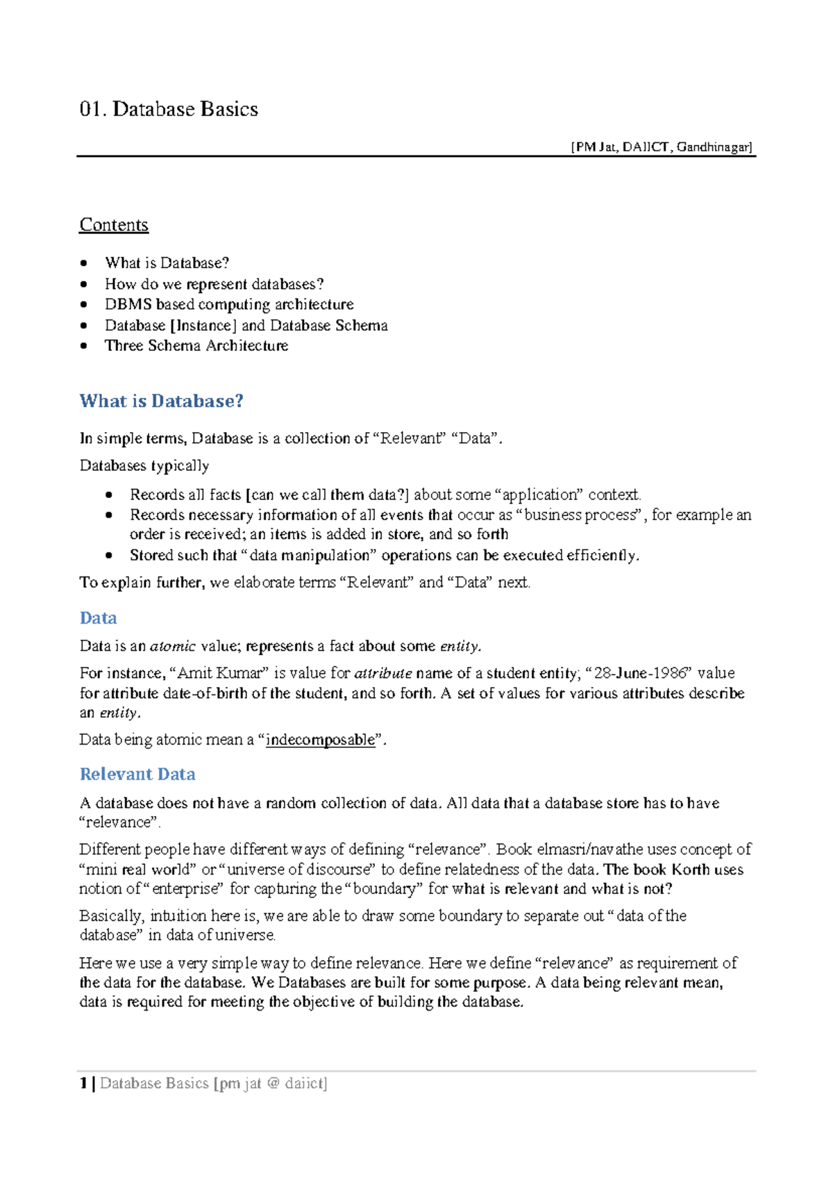 01 Data Basics 2021 - 01. Database Basics [PM Jat, DAIICT, Gandhinagar ...