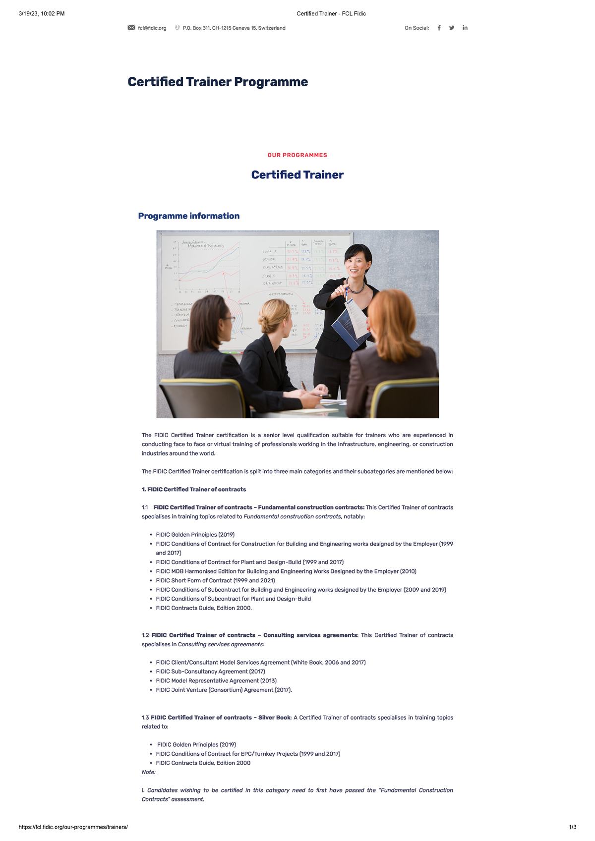 Certified Trainer - FCL Fidic - fidic/our-programmes/trainers/ 1/ OUR PROGRAMMES Certied Trainer ...