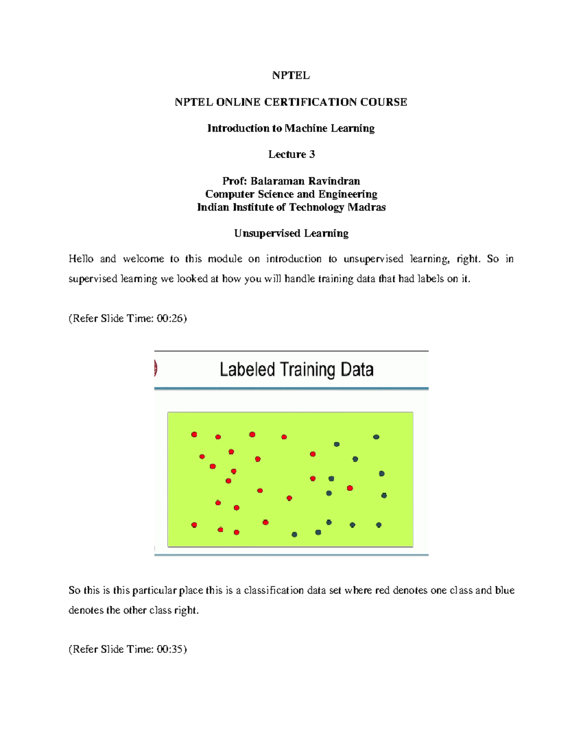 Lec3 - Machine Learning - NPTEL NPTEL ONLINE CERTIFICATION COURSE ...
