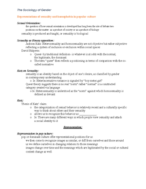 The codes of Gender identity and performance in pop culture - Studocu