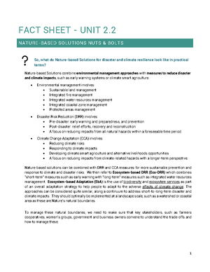Fact sheet unit 2 - Notes from an UN workshop for sustainable ...