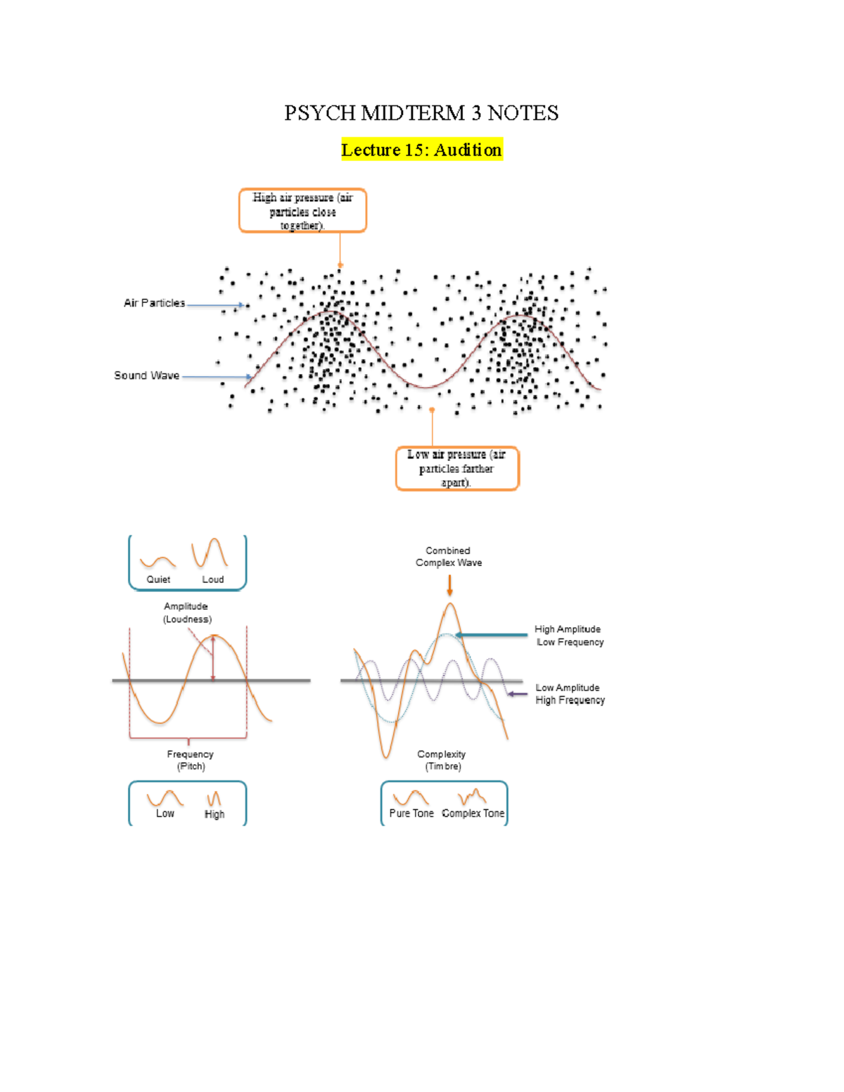 Psych 261 Midterm 3 Notes - PSYCH MIDTERM 3 NOTES Lecture 15: Audition ...