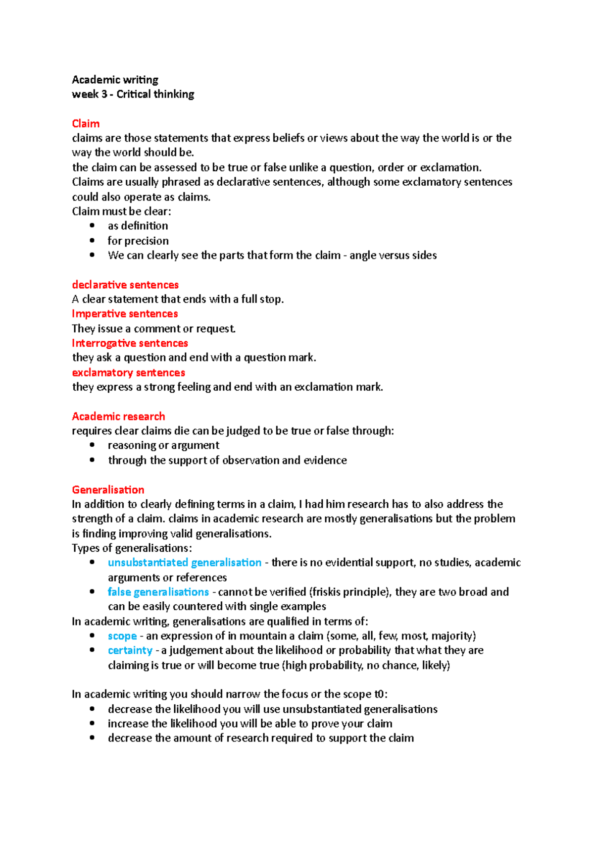 Academic writing w3 - Lecture notes 3 - Academic writing week 3 ...