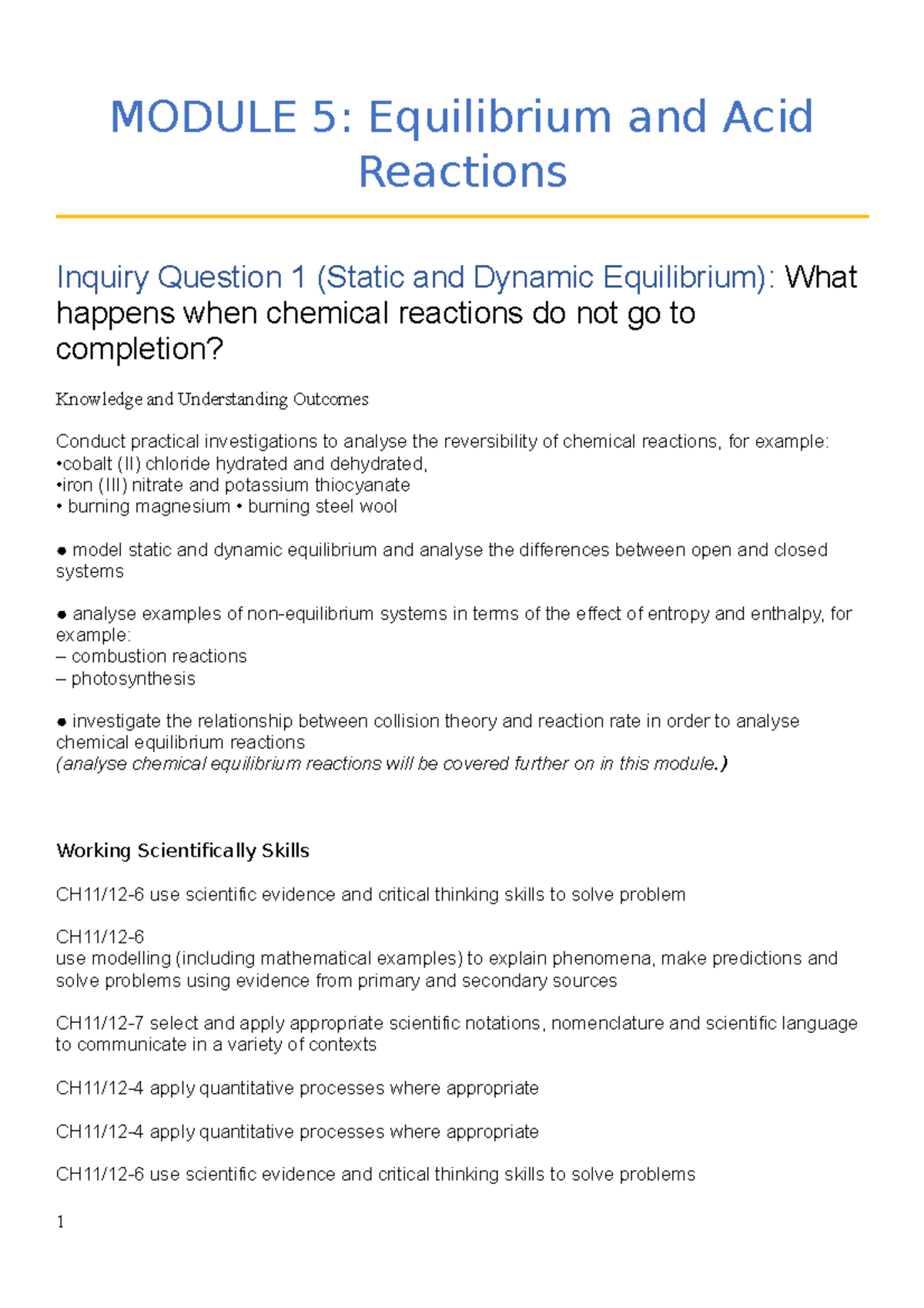 Module 5 Chemistry HSC - Studocu