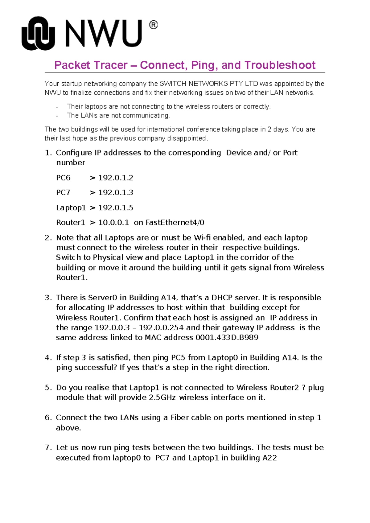 Packet Tracer Connect Ping And Troubleshoot Packet Tracer