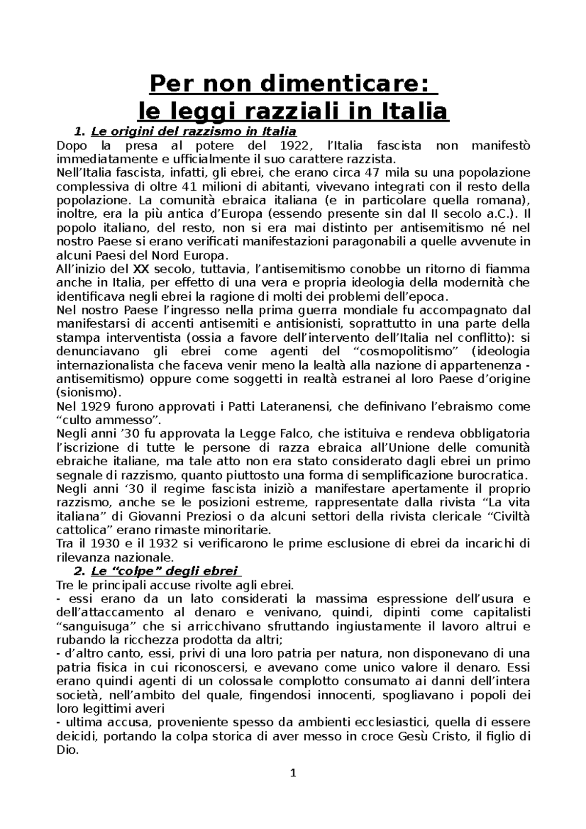 Le leggi razziali in Italia - Per non dimenticare: le leggi razziali in ...