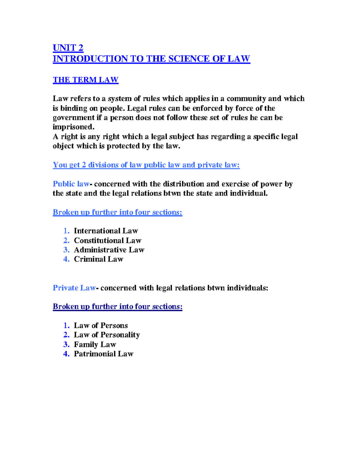 CLAW101-UNIT-2 - Commercial Law - UNIT 2 INTRODUCTION TO THE SCIENCE OF ...