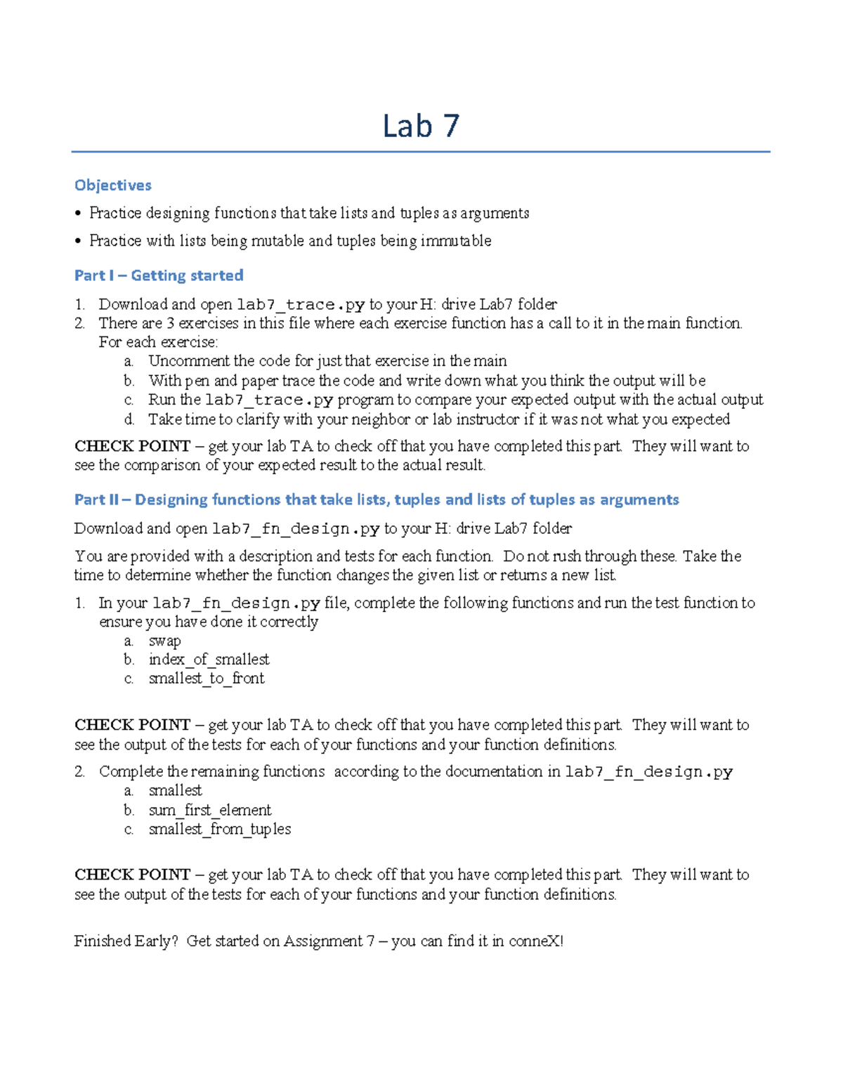 Lab7 - This material is intended for practice. These documents go over the topics of - Lab 7 ...