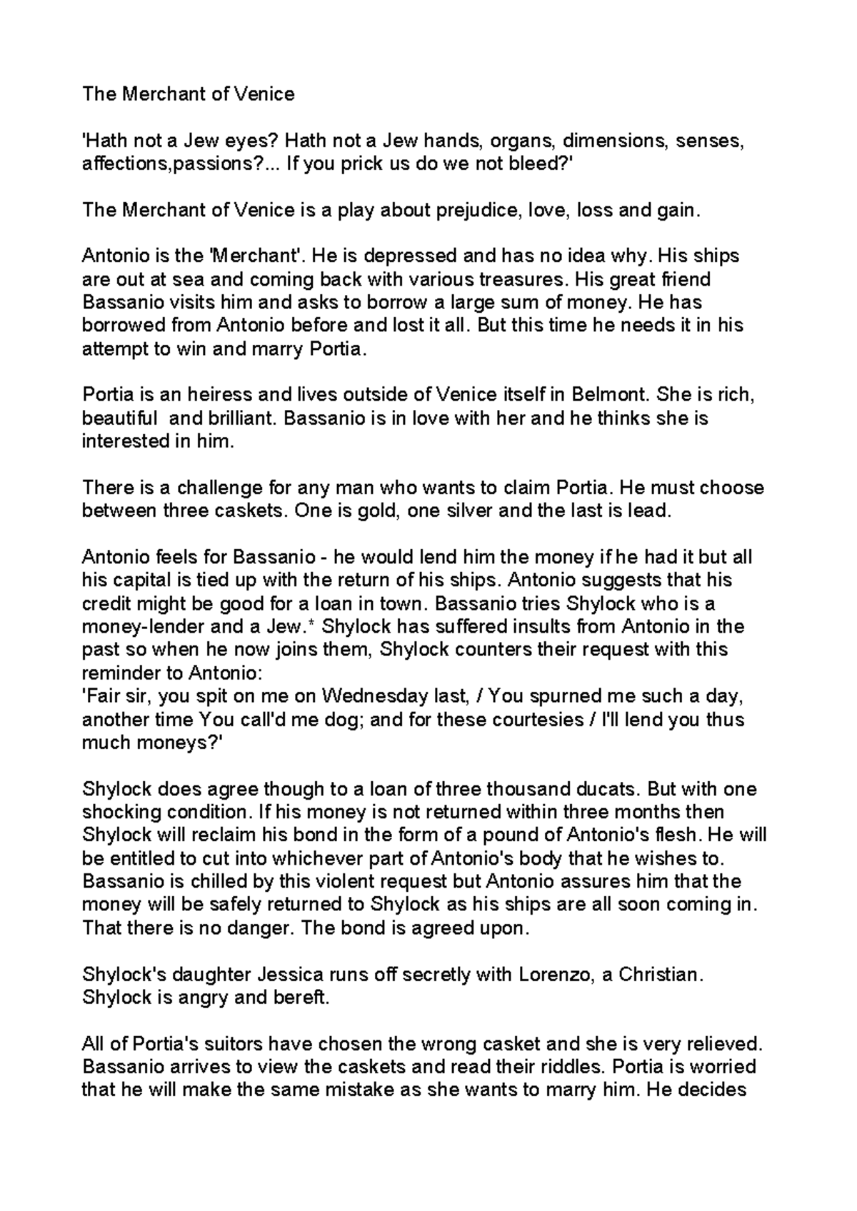 Merchant of Venice HSC - themes with quote and techniques - The ...