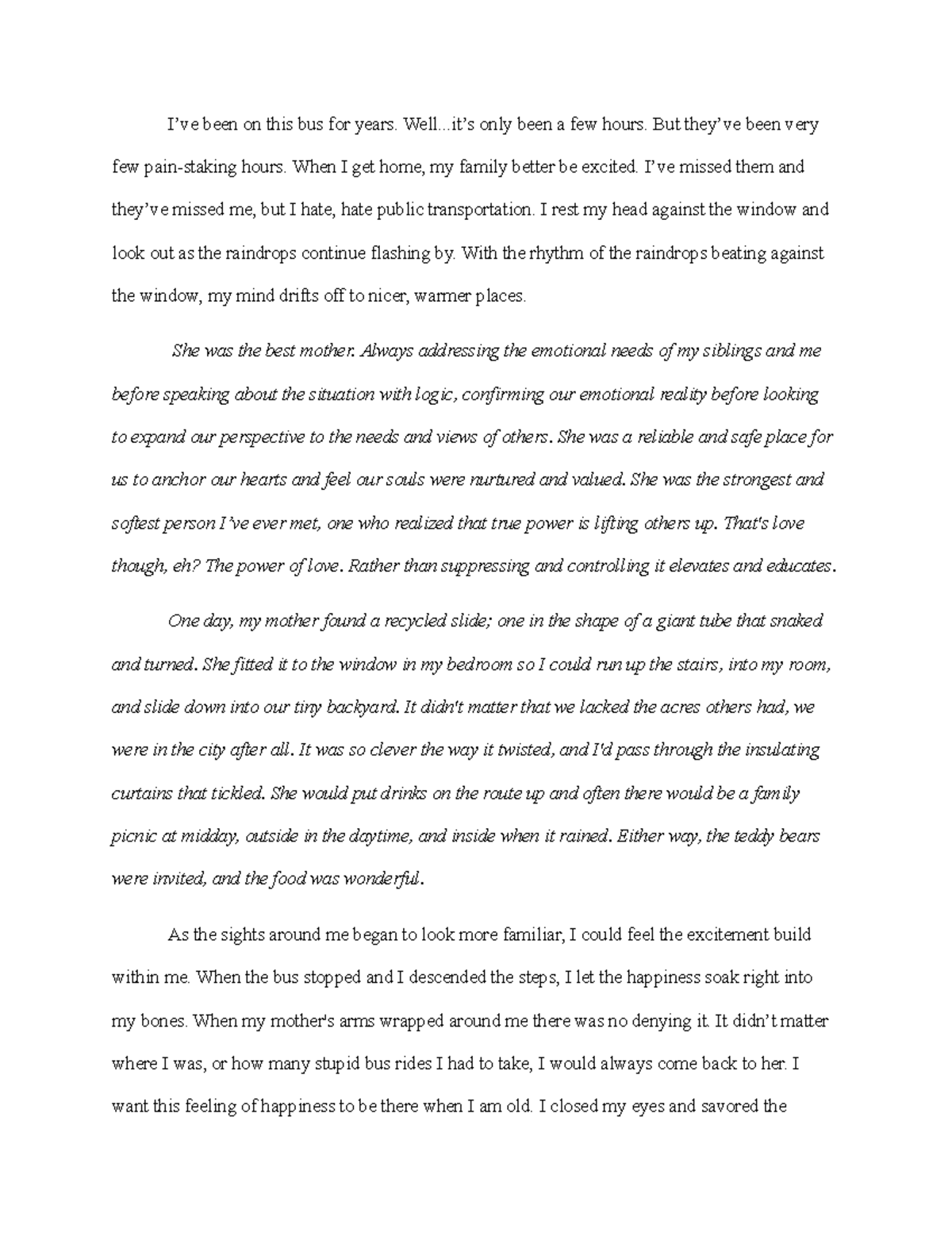 Creative Nonfiction - Professor Potvin UW-ECBE - I’ve been on this bus ...