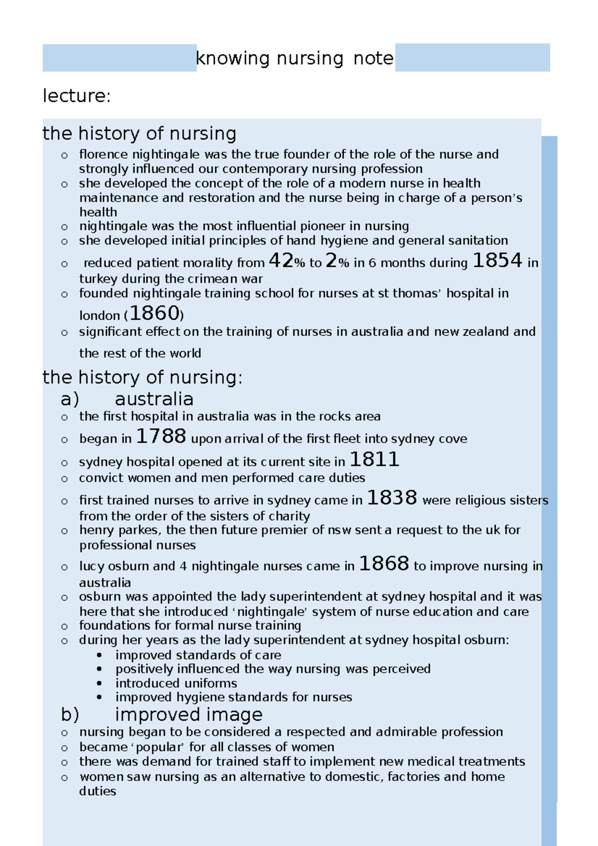 Knowing nursing notes - knowing nursing notes lecture: the history of ...