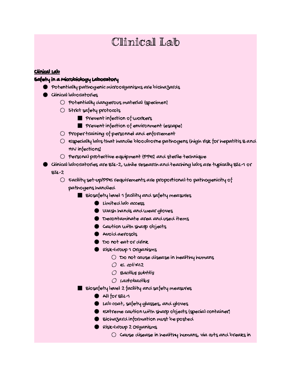 Clinical Lab - Lecture notes - Clinical Lab Clinical Lab Safety in a ...