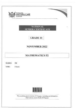 2022 Grade 11 Maths November Paper 2 Solutions - Studocu