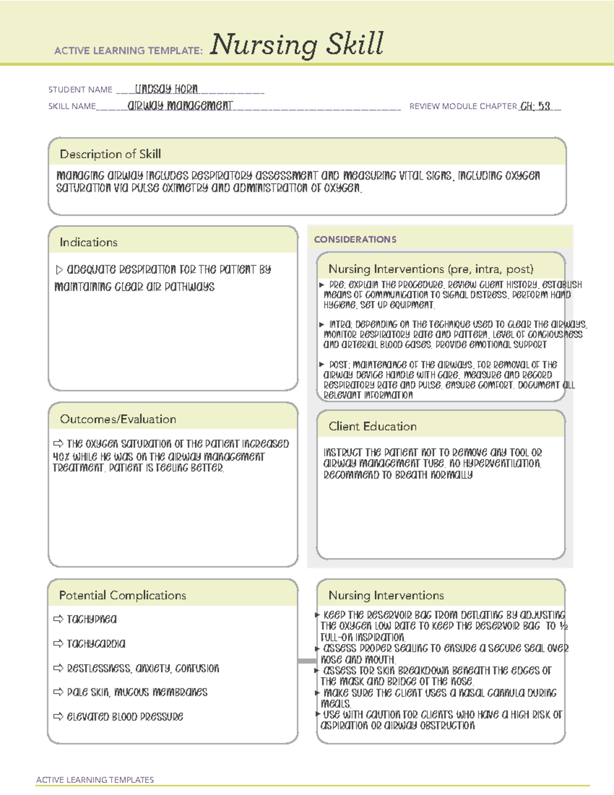 ATI Exam Remediation (Airway) - ACTIVE LEARNING TEMPLATES Nursing Skill ...