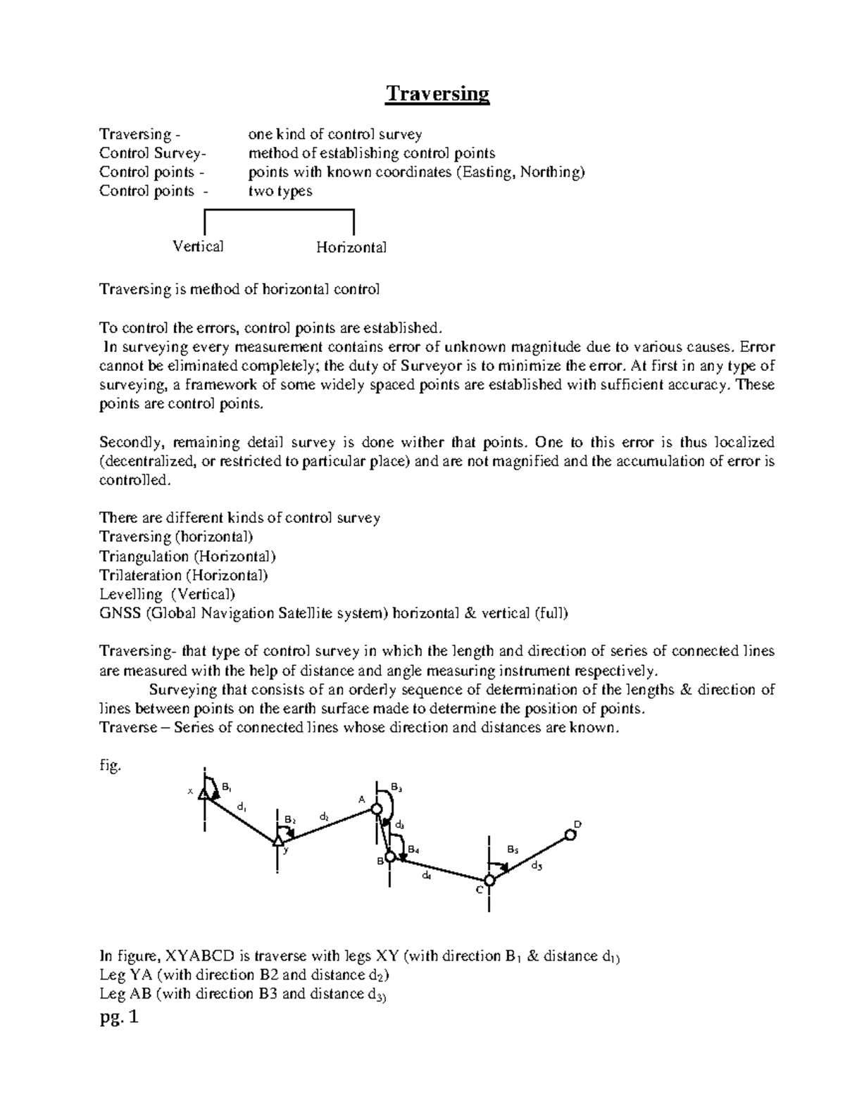 Traverse Note Mixed - Traversing Traversing - one kind of control survey Control Survey- method ...