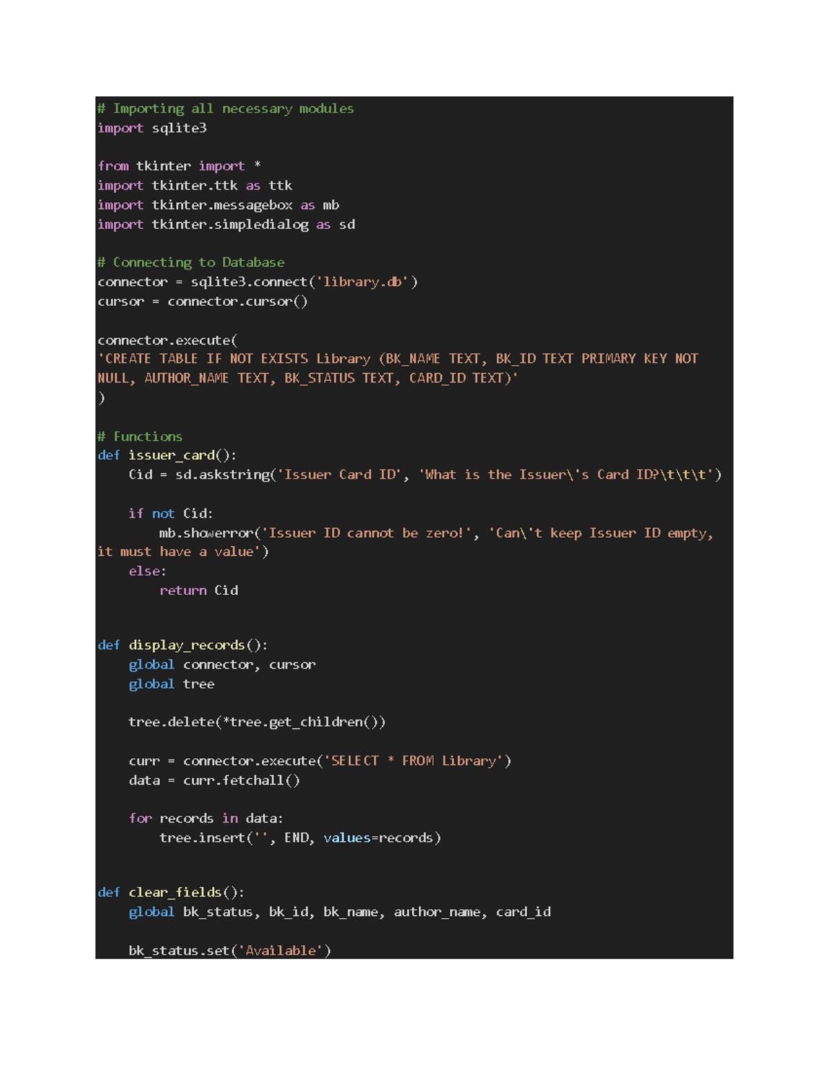 Source CODE OF BOOK Management System - Importing all necessary modules ...