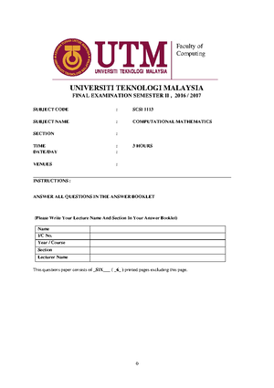 Assignmt 2 part 1 - UTM Computational Mathematics Assignment 02 part 01 ...