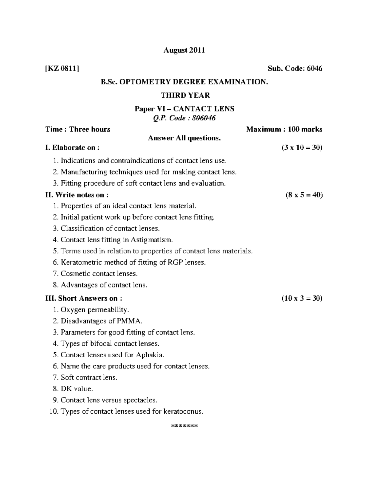 806046 KX - Lecture notes - August 2011 [KZ 0811] Sub. Code: 6046 B ...