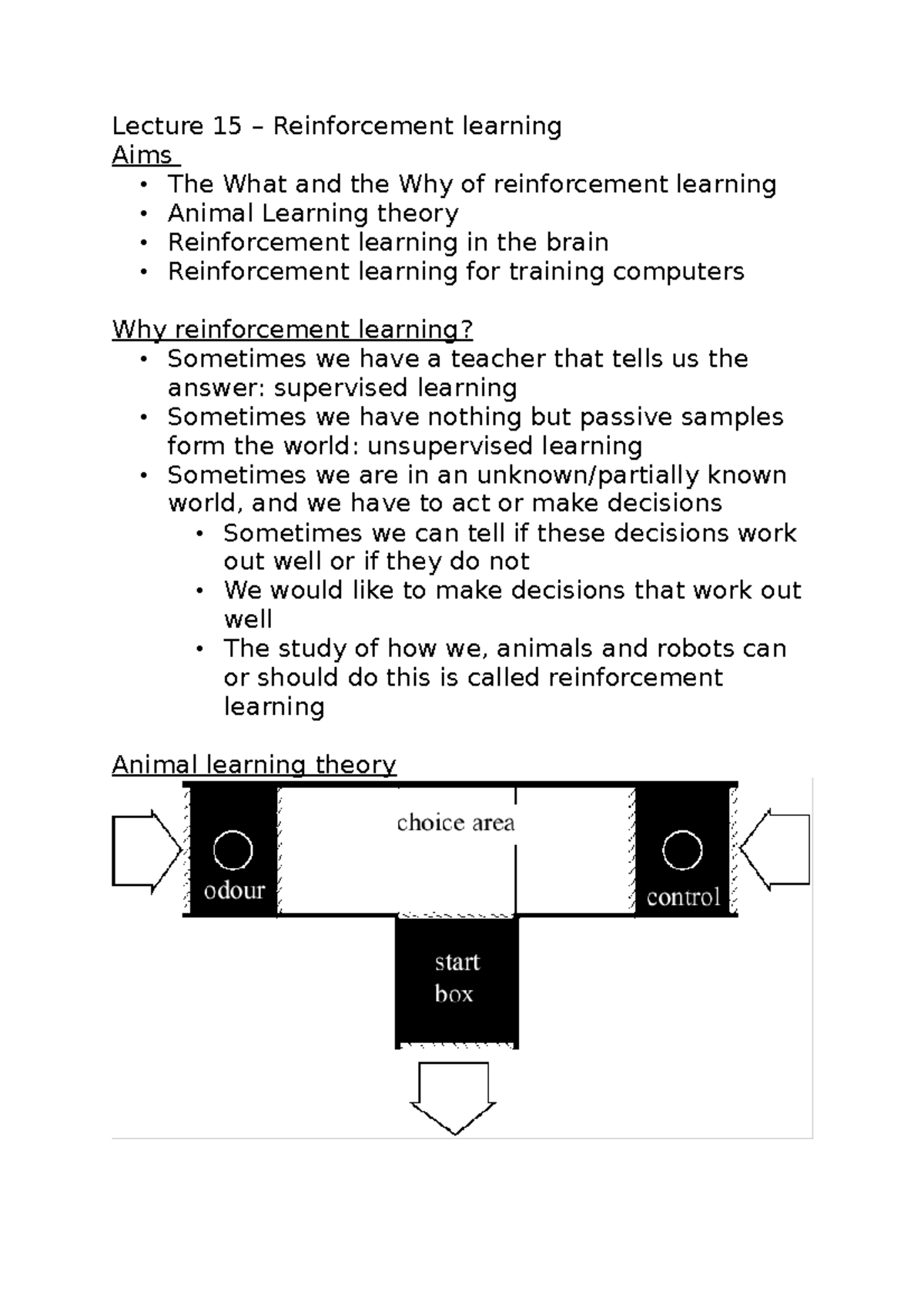 Lecture 15 - Reinforcement learning - Lecture 15 – Reinforcement ...
