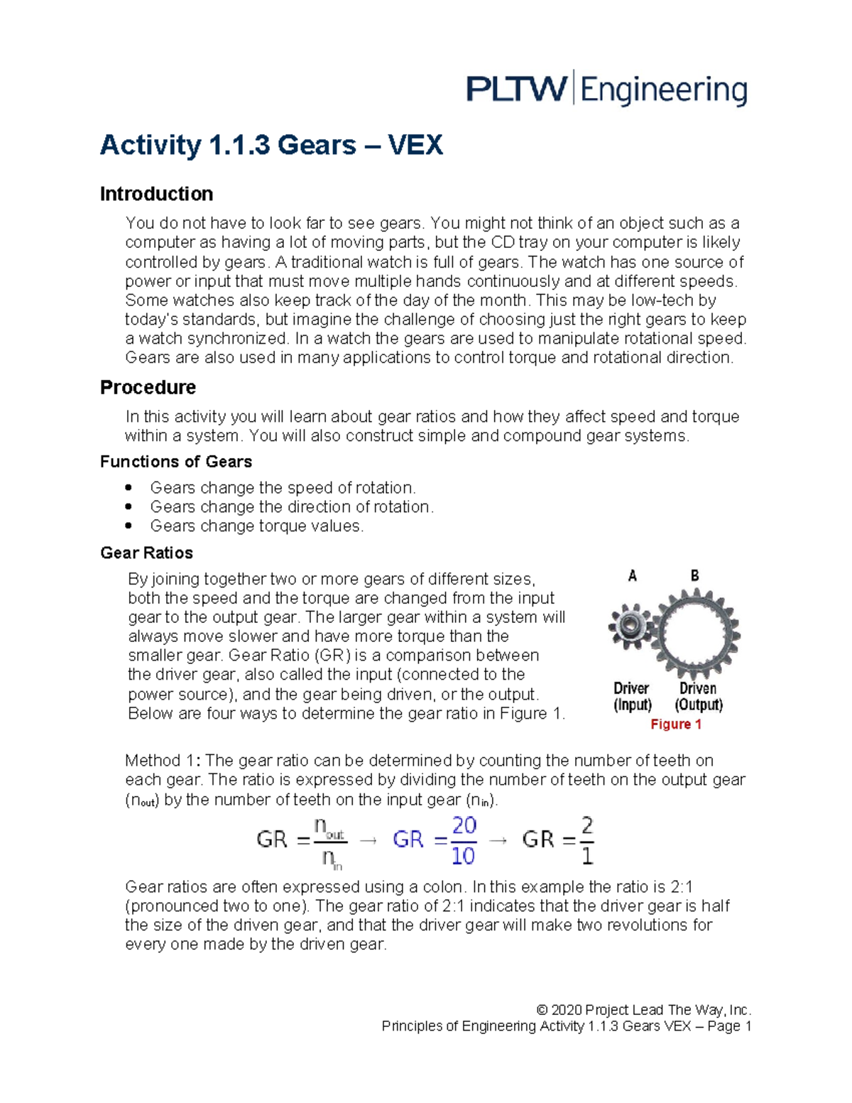 1.1.3.A.VEX Gears 1 9 - This si a worksheet you will do at one point - Activity 1.1 Gears – VEX ...