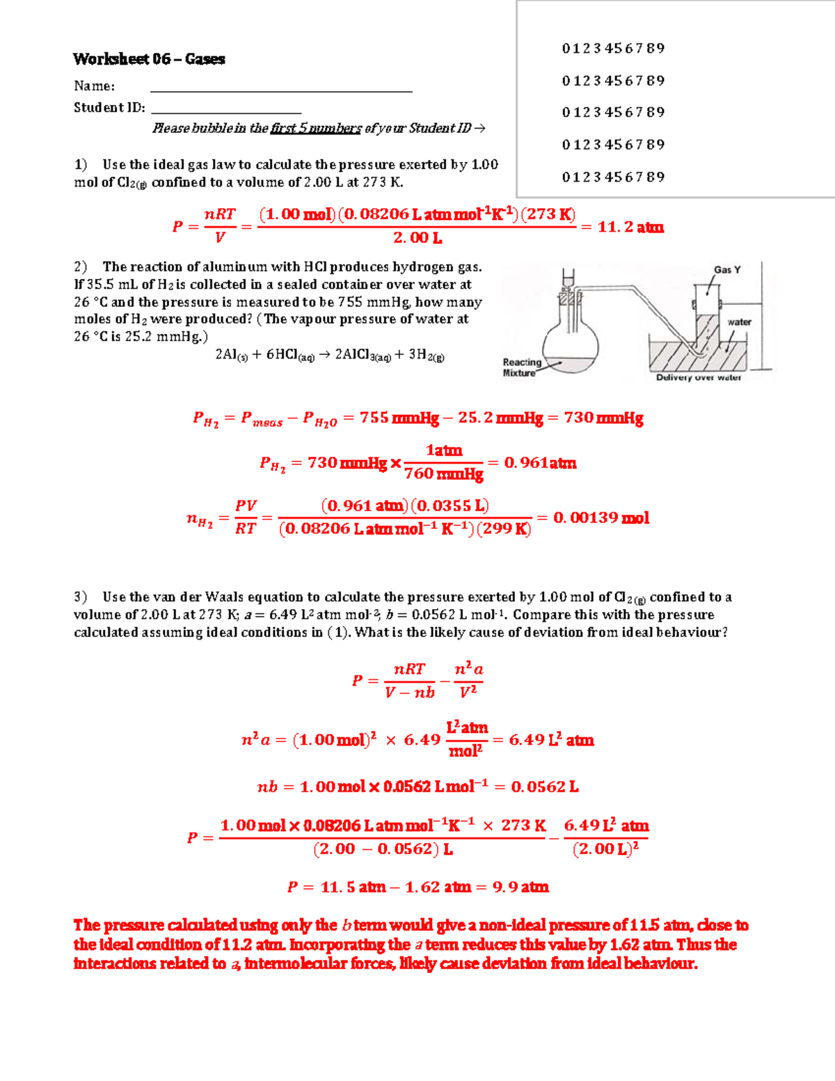 Worksheet 6 Key Worksheet 06 – Gases - Worksheet 0 6 – Gases Name ...