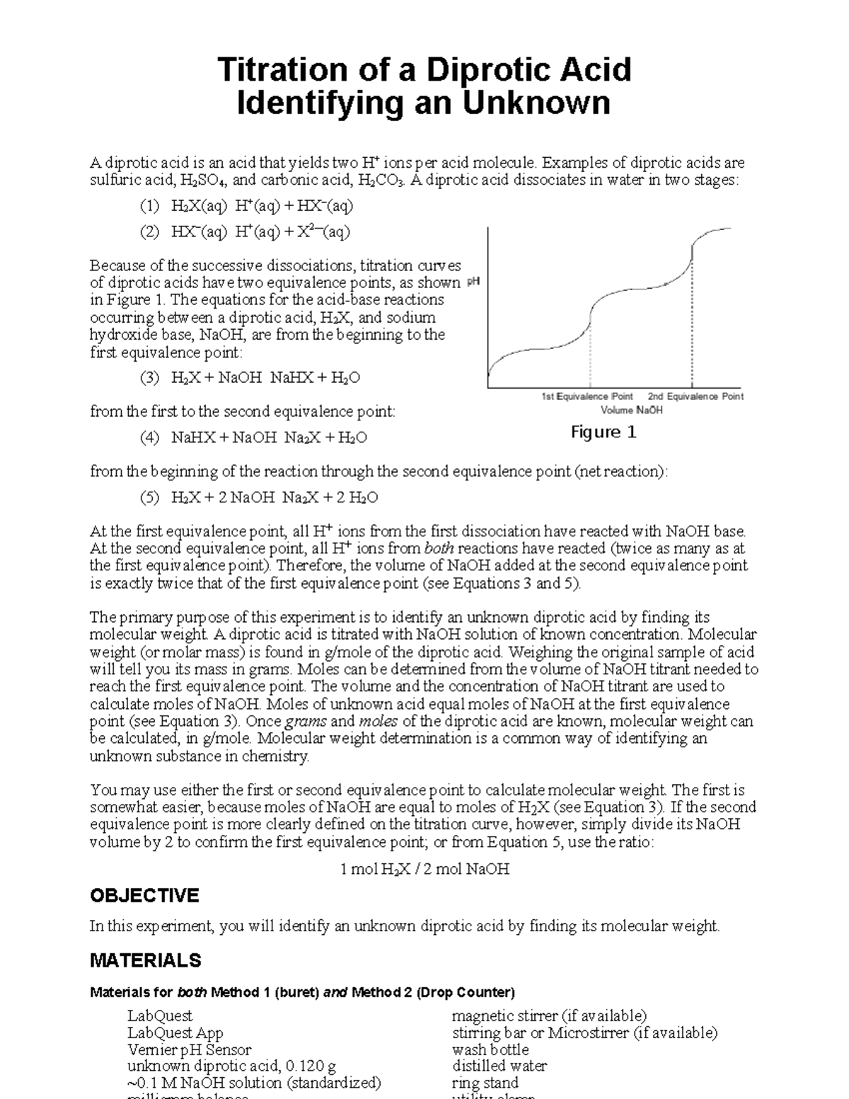 Identiftying an unknown acid by titrationdocx - Titration of a Diprotic ...