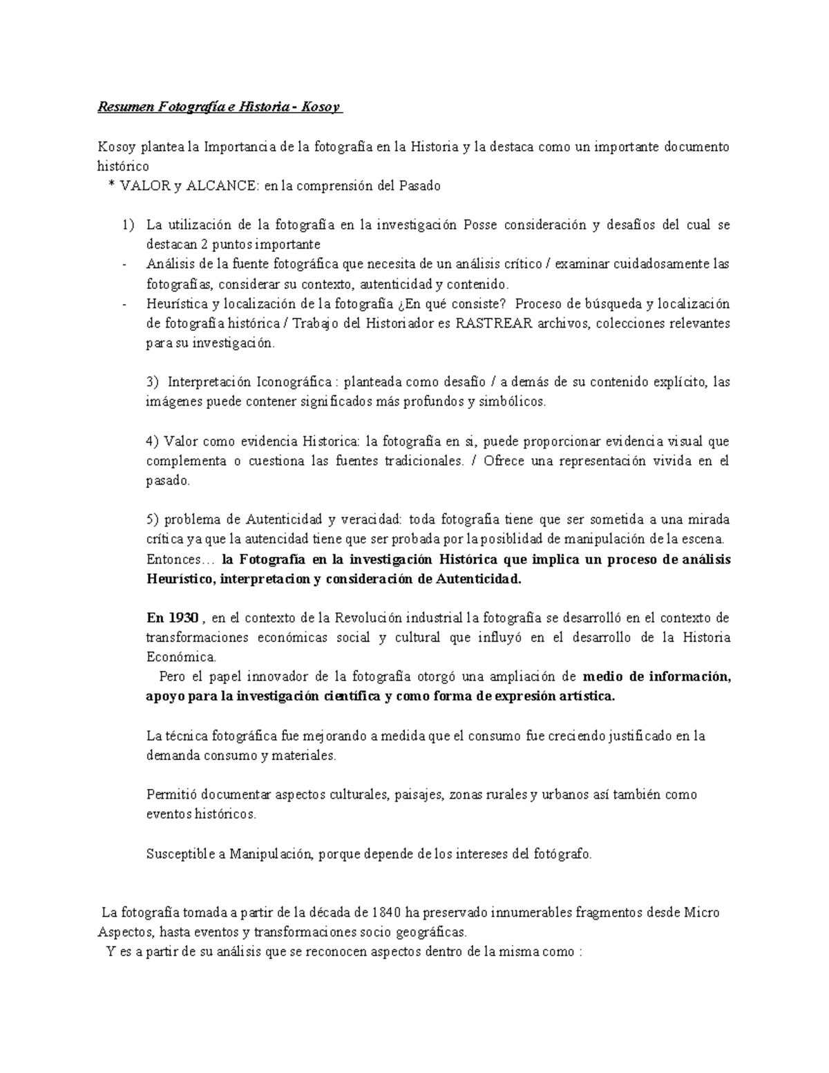 Resumen Fotografía e Historia - Kosoy - Resumen Fotografía e Historia ...