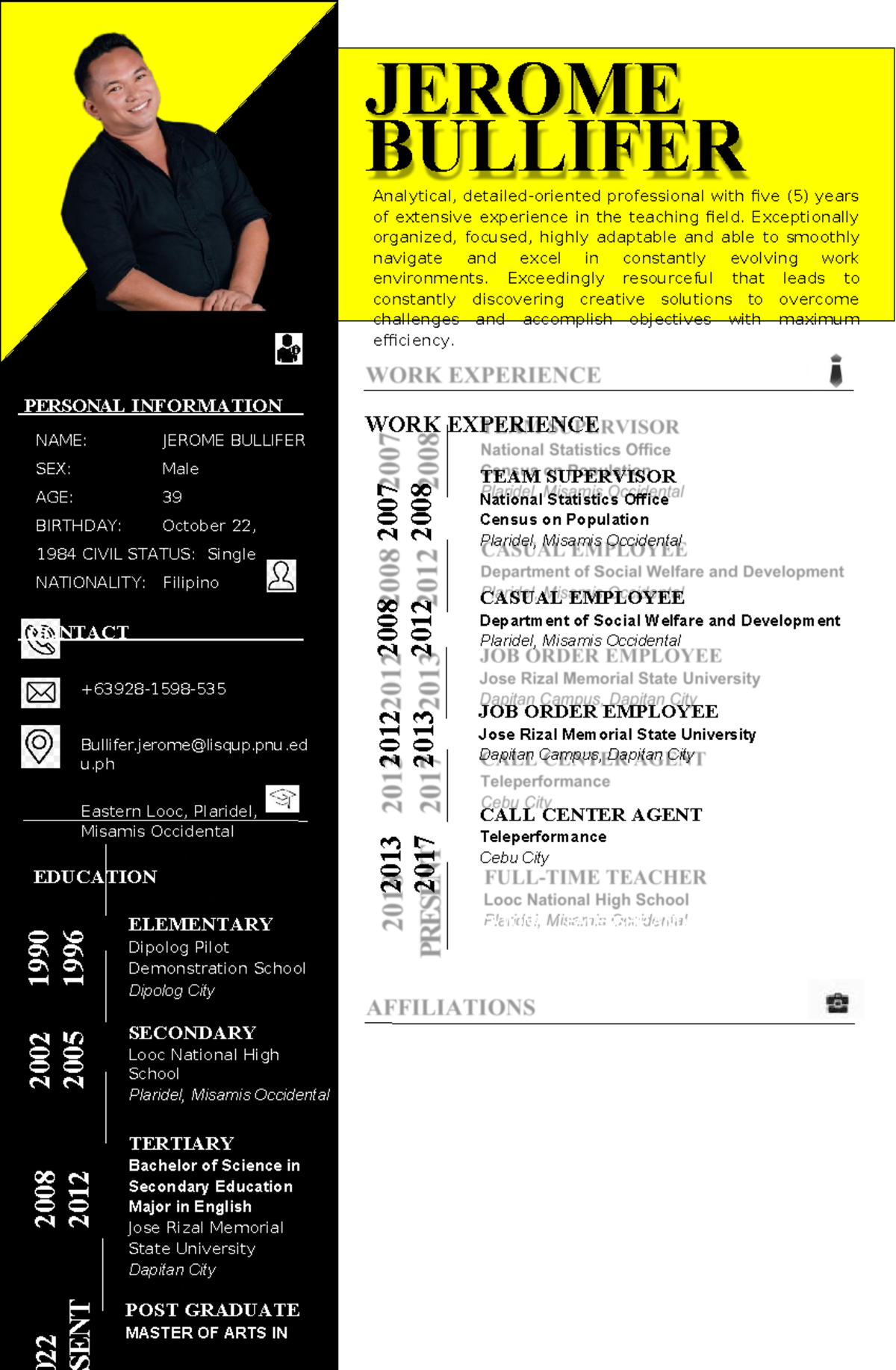 Final Resume - JEROME BULLIFER Analytical, detailed-oriented ...