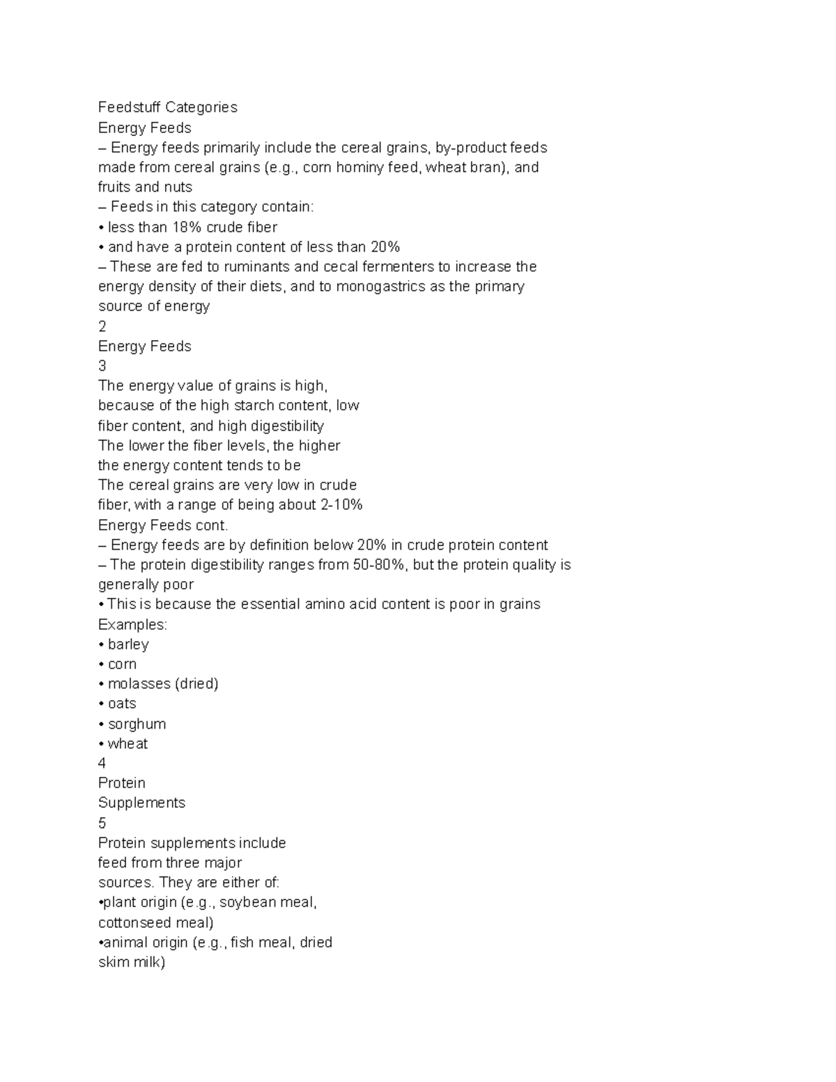 4b. Feedstuffs Part 2 - Feedstuff Categories Energy Feeds Energy feeds ...