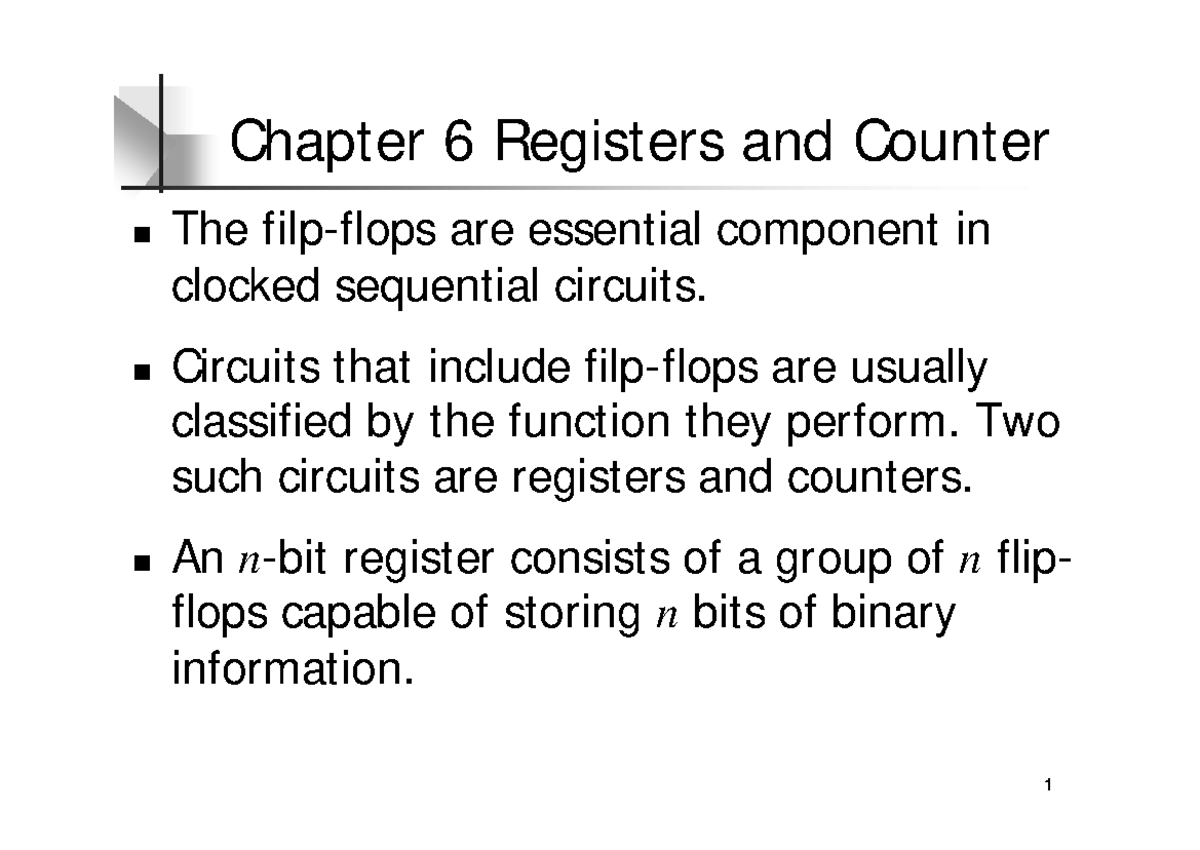 Sequential Circuits - Digitsl Logic Design - Chapter 6 Registers and Counter n The filp-flops ...