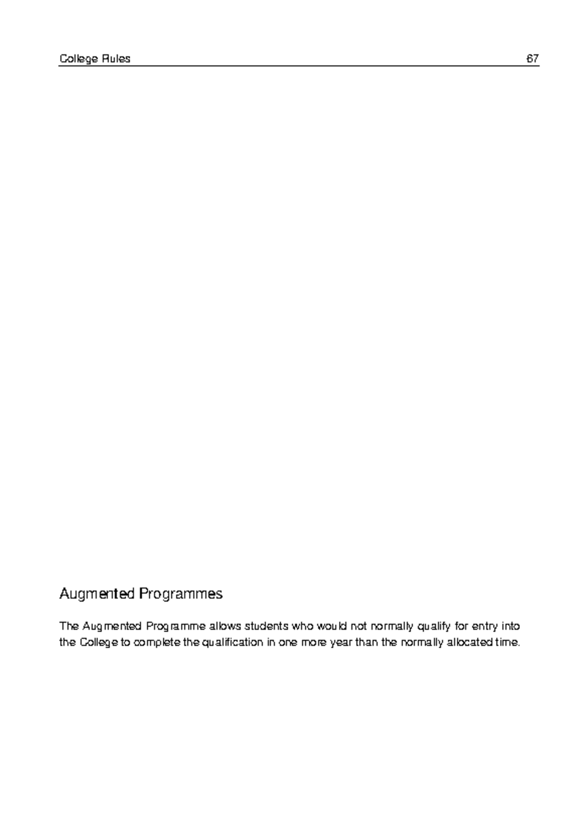 BSc Augmented Programme - College Rules 67 Augmented Programmes The ...