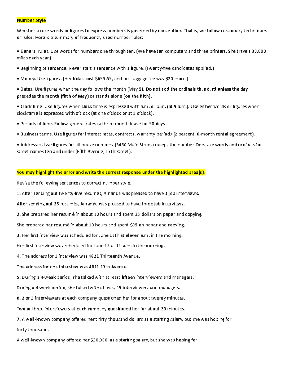Number Usage - Figure or Word - Number Style Whether to use words or ...