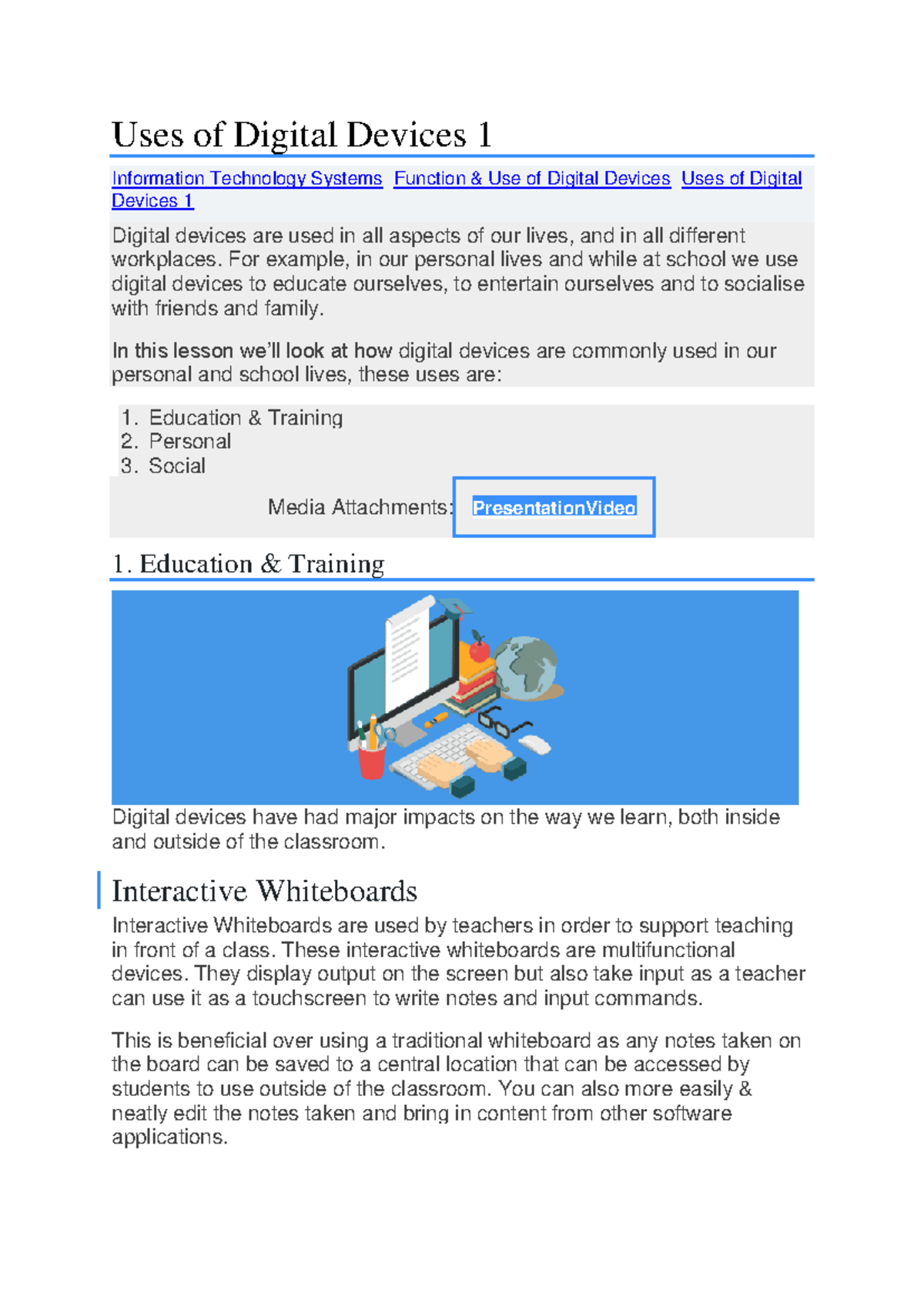 Uses of Digital Devices 1 - For example, in our personal lives and ...