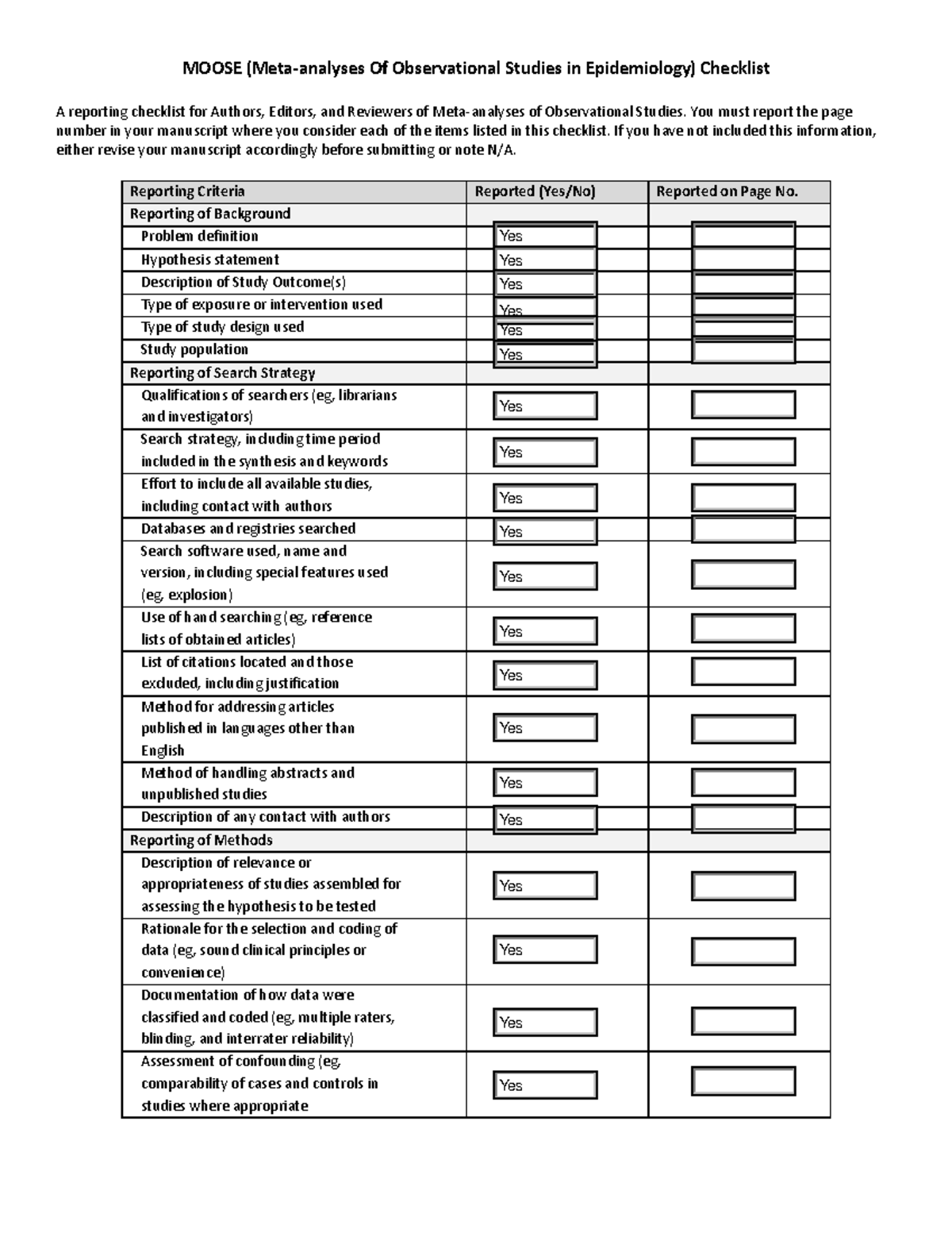 ISSM Moose Checklist - asffsafsa - MOOSE (Meta-analyses Of ...