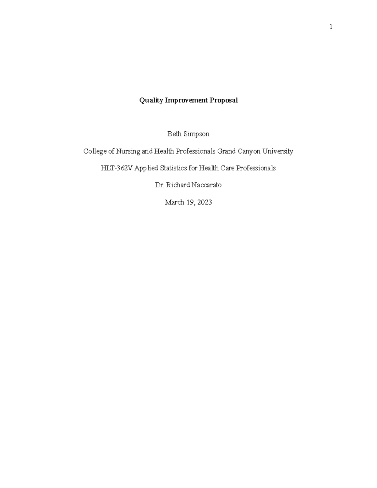 Quality Improvement Proposal - Mar. 17 @ 10 31 am - Quality Improvement ...