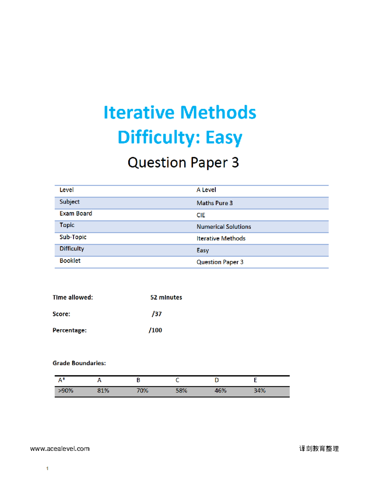 Iterative Methods Practice 2E3 - Q u esti o n P a p er 3 It er ati v e ...
