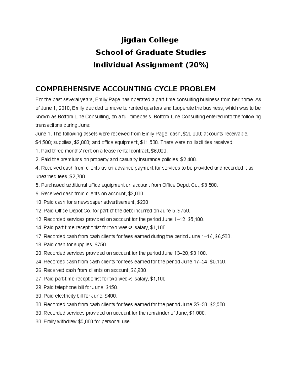 Individual Assignment I Accounting for Managers - Jigdan College School ...