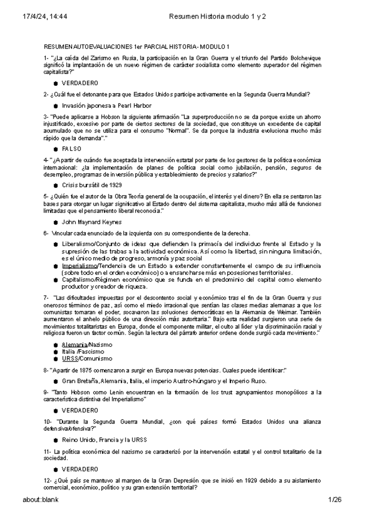 Resumen Historia Modulo 1 Y 2 Resumen Autoevaluaciones 1er Parcial