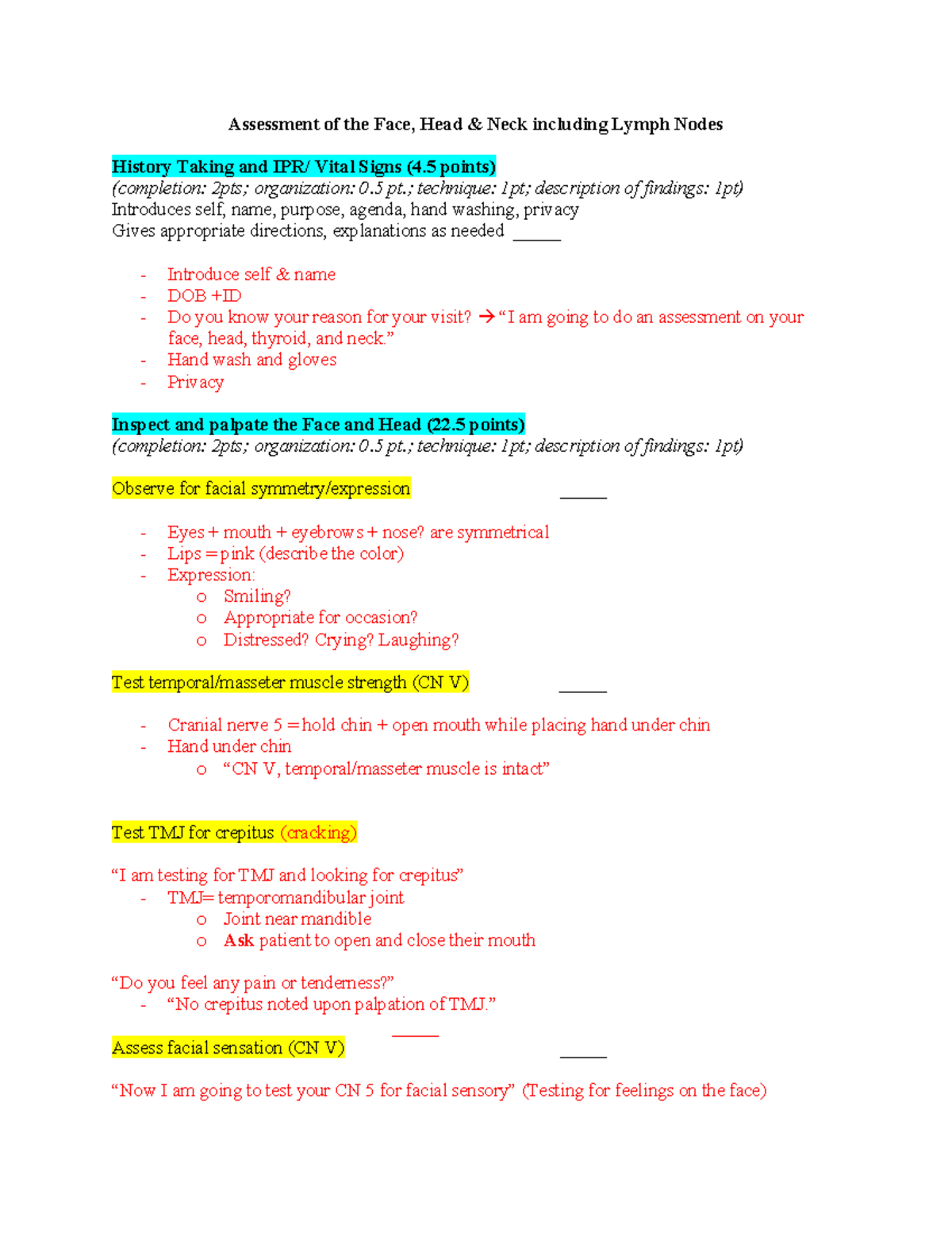 New assessment face,head,neck,lymph nodes - Assessment of the Face ...