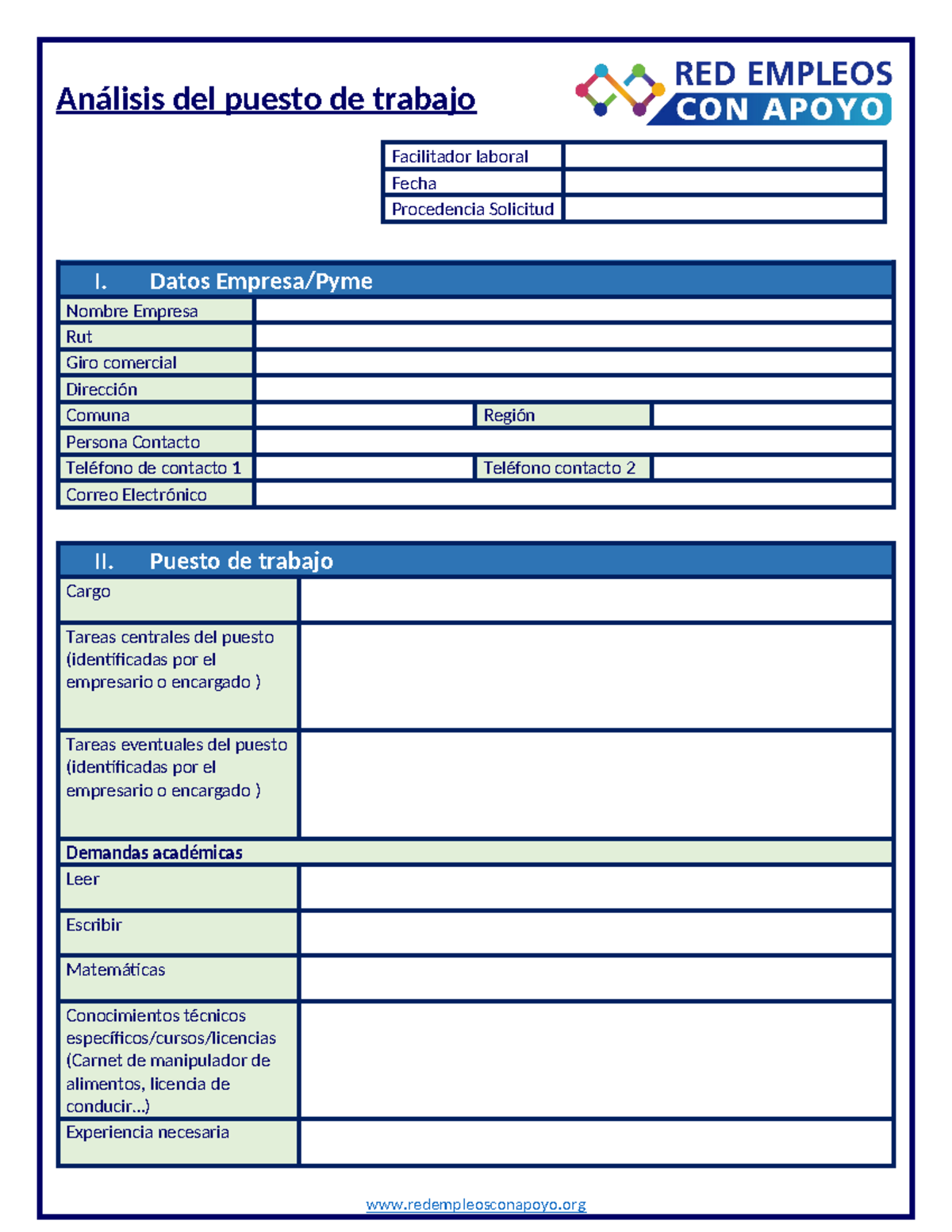 Análisis del puesto de trabajo Red ECA - Análisis del puesto de trabajo ...